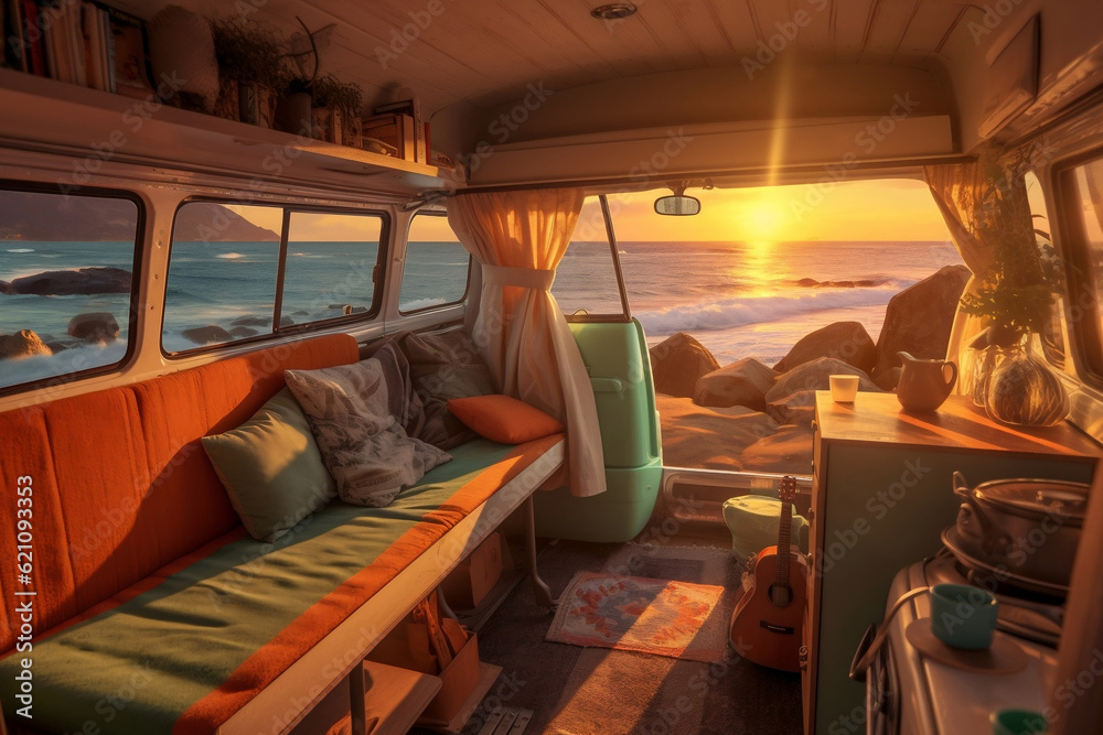 Beautiful camper van view created with Generative AI technology Stock ...