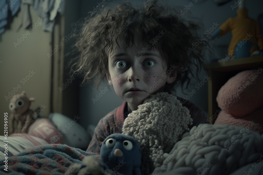 Nightmares, bad dreams. Terrible, scared, fear, unhappy, spooky, creepy ...