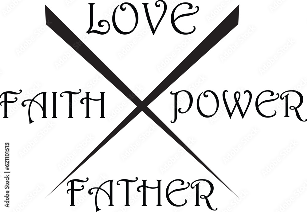 Father Faith Love Power Tattoo Design Idea Vector File Stock Vector ...