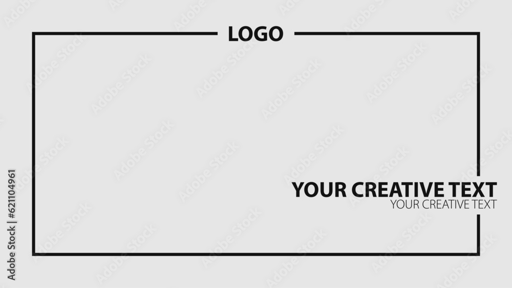 Editable banner with frame template for video or photo title and ...