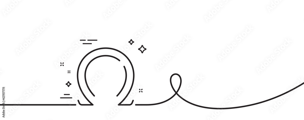 Omega line icon. Continuous one line with curl. Last Greek letter sign ...