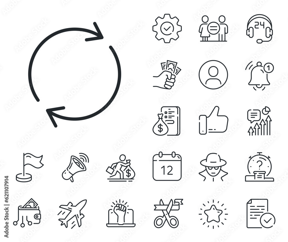 Rotation arrow sign. Salaryman, gender equality and alert bell outline ...