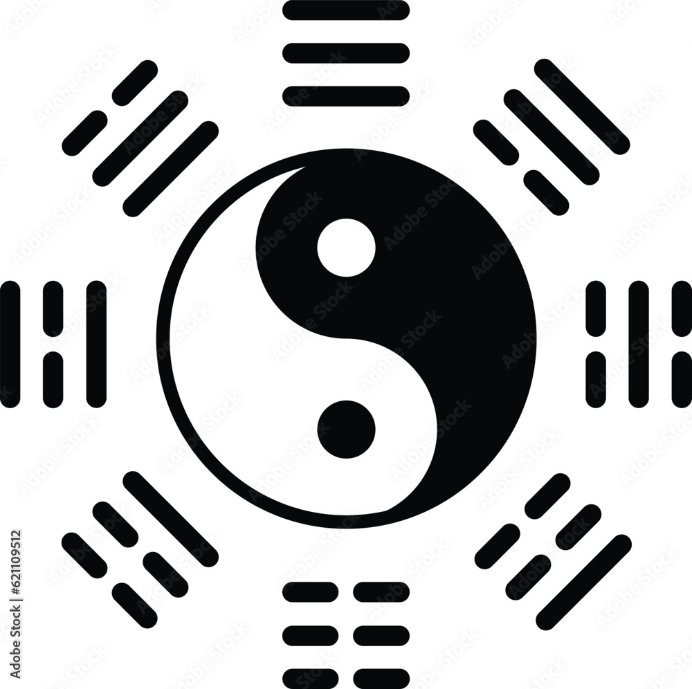 Poster Tai Chi Bagua or Pakua black and white symbols icon. – Wall Art ...