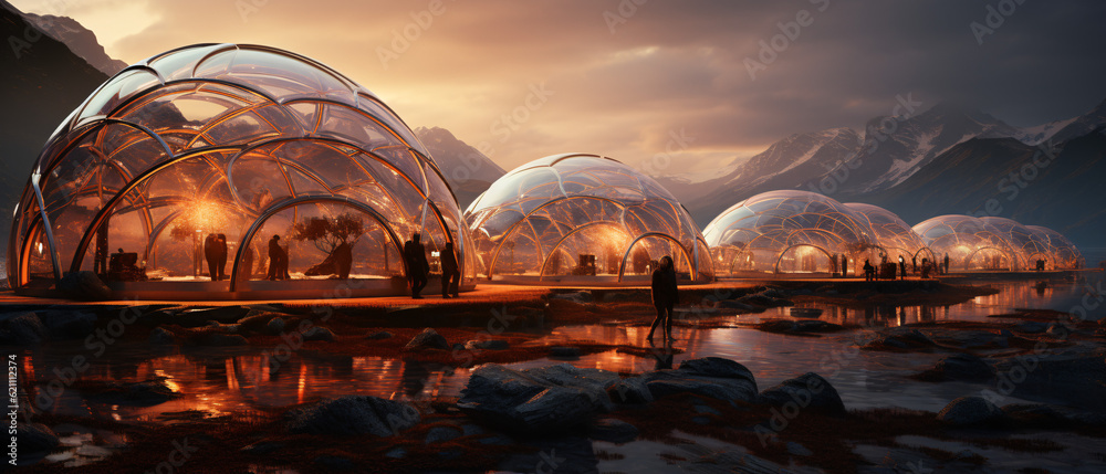 Exploring martian Colony, terraforming, Moon Dome City, geodesic domes ...