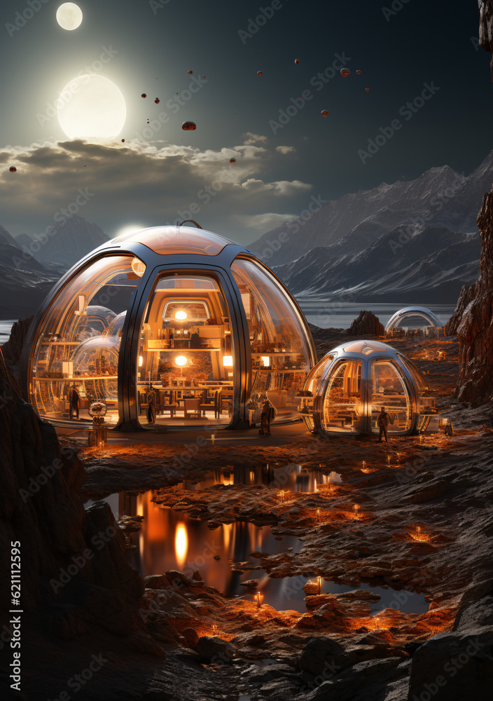 Exploring martian Colony, terraforming, Moon Dome City, geodesic domes ...