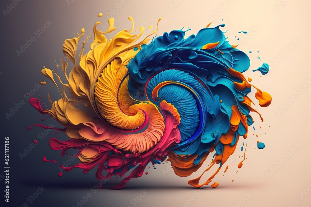 Vibrant 3D painting: Surrealistic, flowing textures meet colorful ...
