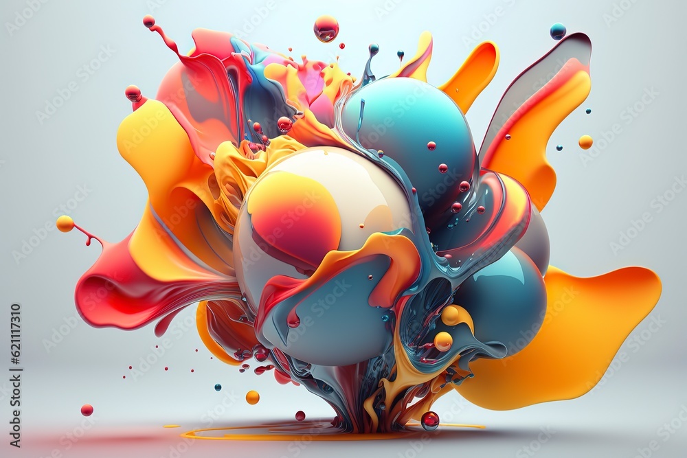 Vibrant 3D painting: Surrealistic, flowing textures meet colorful ...