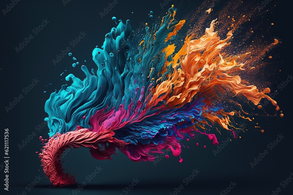 Vibrant 3D painting: Surrealistic, flowing textures meet colorful ...