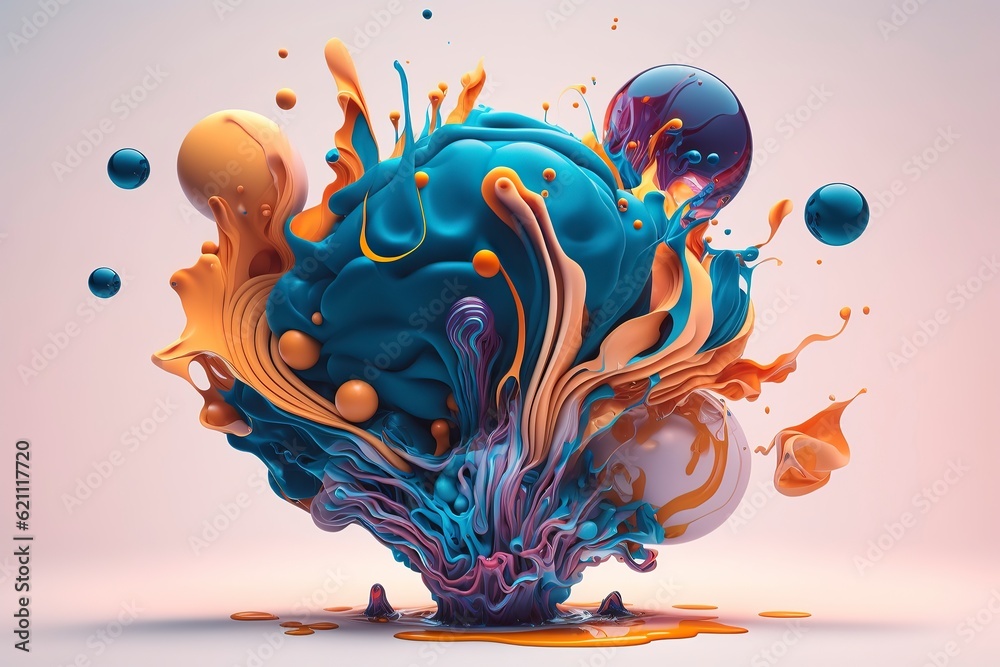 Vibrant 3D painting: Surrealistic, flowing textures meet colorful ...