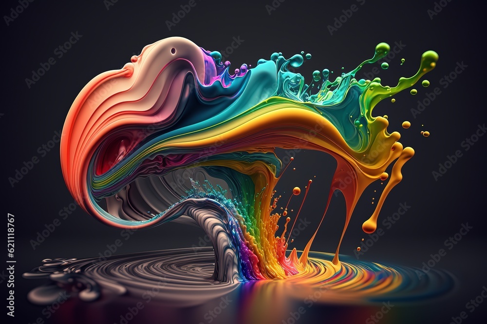 Vibrant 3D painting: Surrealistic, flowing textures meet colorful ...