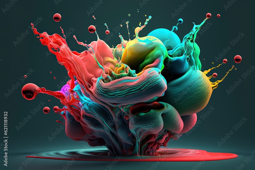 Vibrant 3D painting: Surrealistic, flowing textures meet colorful ...