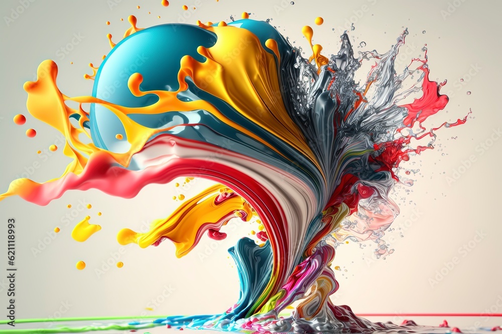 Vibrant 3D painting: Surrealistic, flowing textures meet colorful ...