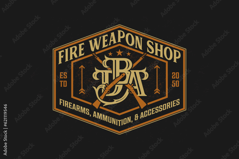 Old vintage Firearms m1 garand icon logo design ammo military emblem ...