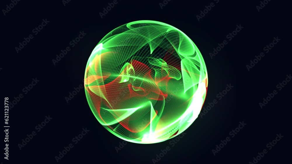 Bright glowing rotating particle 3d sphere. Virtual assistant animation ...