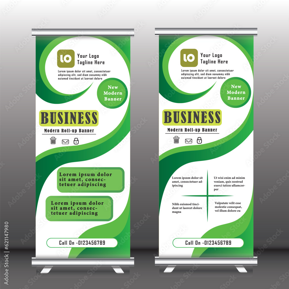 Roll up banner stand template design, Green banner layout ... Roll up banner stand template design, Green banner layout ...