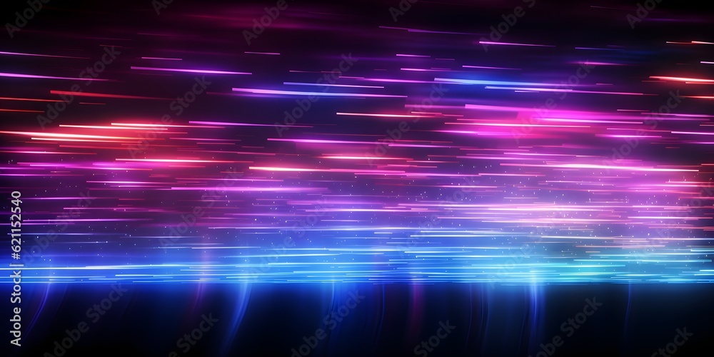 abstract neon background. Pink blue glowing lines, speed of light ...