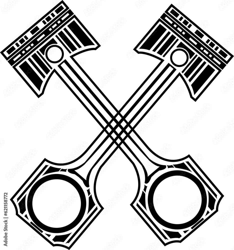 crossed enginne piston mechanic piston vector cut file download digital ...