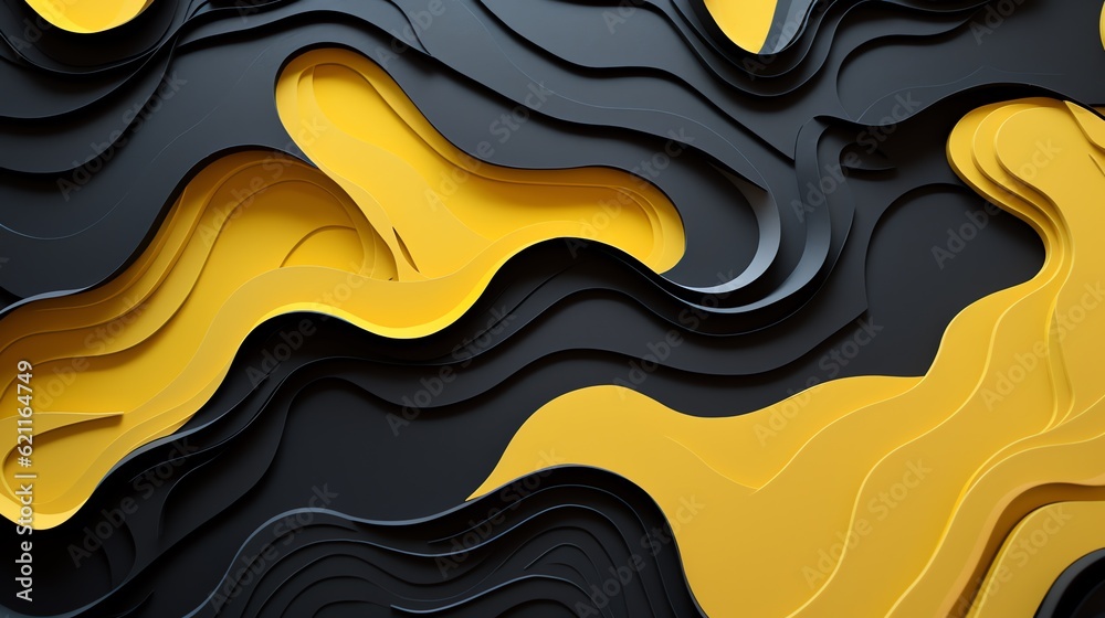 a black and yellow paper cut shapes Stock Photo | Adobe Stock