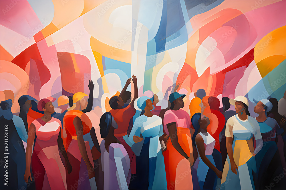 community group of poc people in colorful poster template design made ...