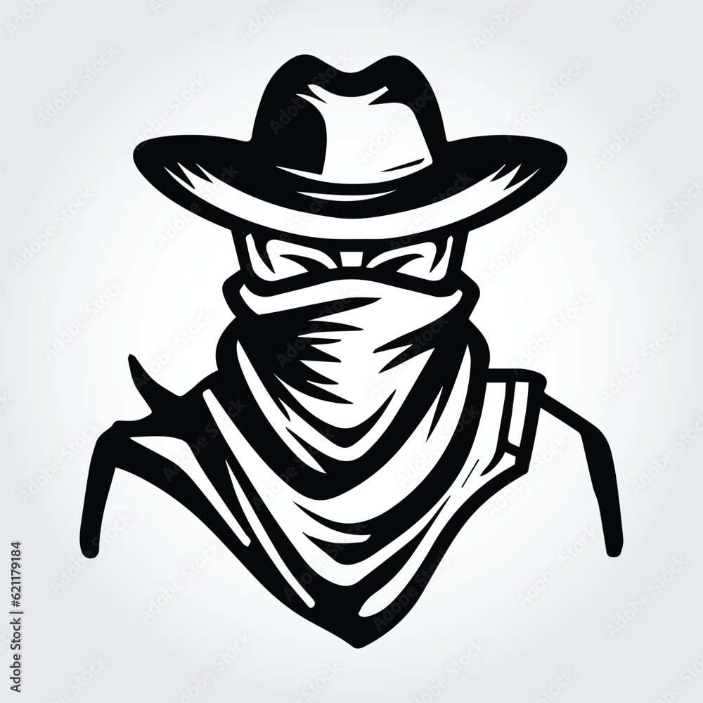 Multipurpose bandit cowboy silhouette e-sports logo. Black and isolated ...