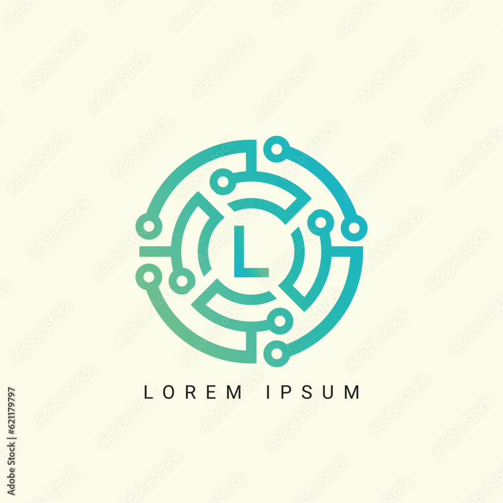 Abstract letter L logo design template, technology, electronics ...