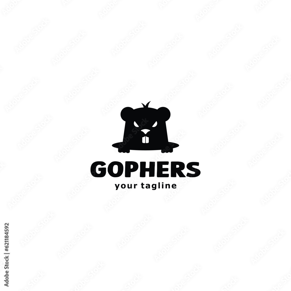 Gophers logo silhouette coming out of a hole Stock Vector | Adobe Stock