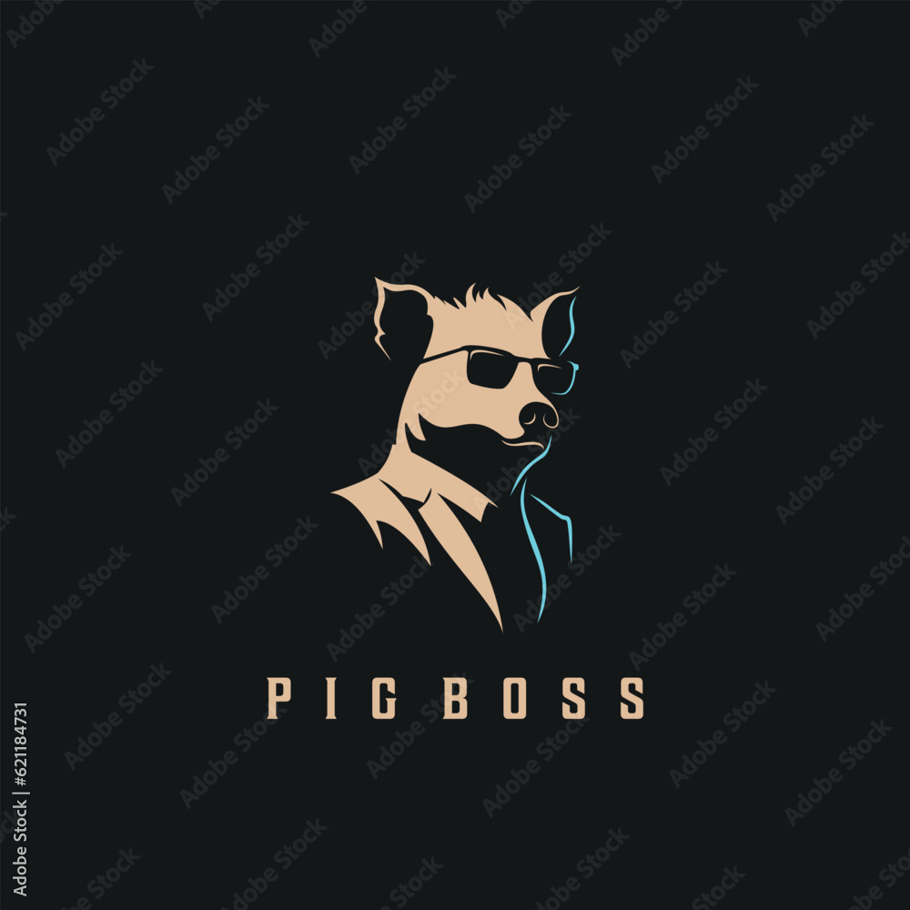 pig face logo vintage style Stock Vector | Adobe Stock