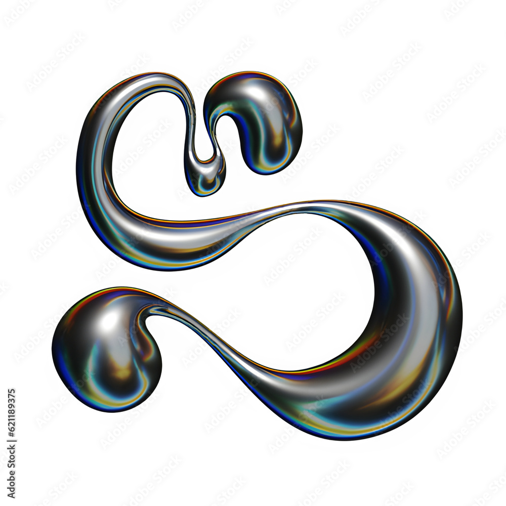 Letter S Liquid Chrome Metal, 3d Realistic Futuristic Font Melted ...
