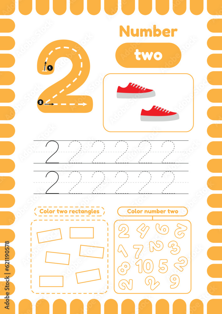 Kida activity pages. Learn numbers. Preschool worksheets. Number two ...