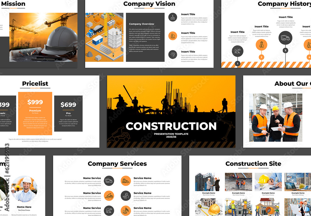 Construction Presentation Layout Design Stock Template | Adobe Stock