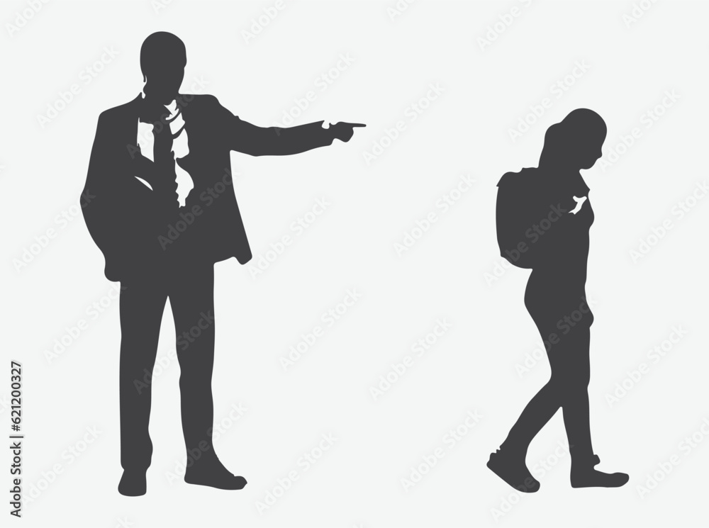 Intense Emotions Unveiled, Full-Length Silhouette of an Angry Father ...