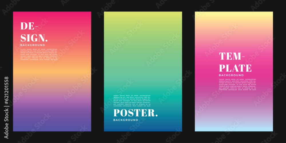 Colorful gradient background template copy space set. Colour gradation ...