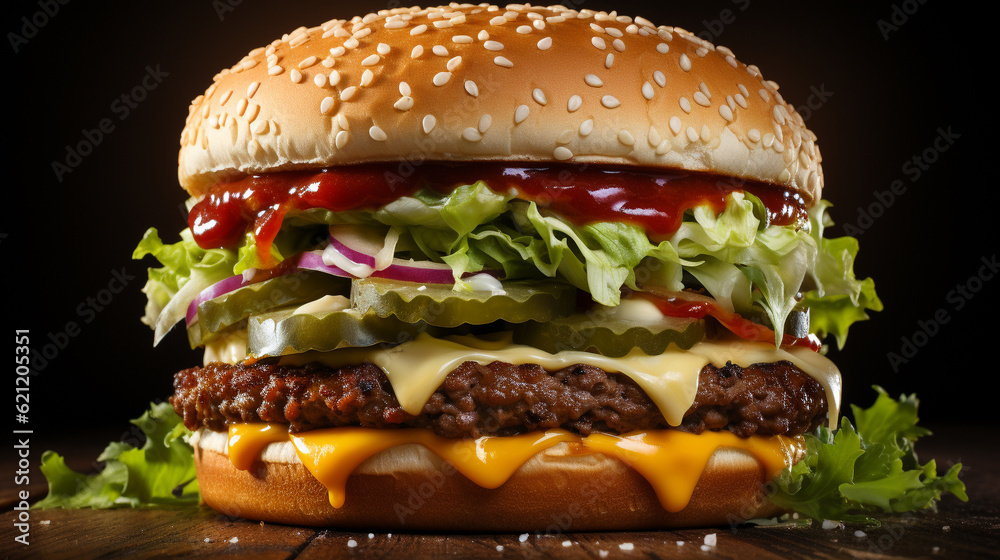 hamburger on black HD 8K wallpaper Stock Photographic Image Stock Photo ...