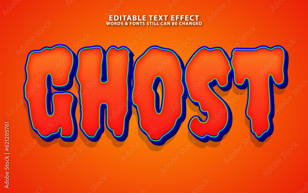 editable ghost cartoon text effect Stock Vector | Adobe Stock