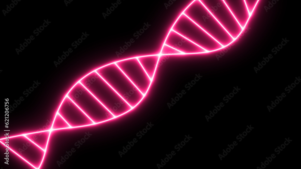 DNA Strand with neon effect. DNA digital, sequence, code structure with ...