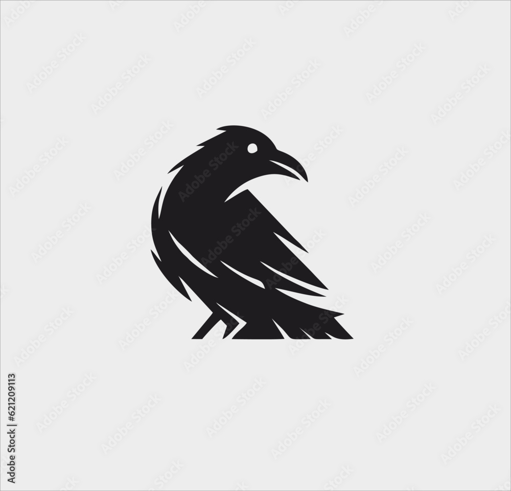 Raven bird icon vector silhouette, raven bird logo illustration design ...