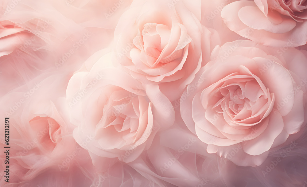 Delicate luxury soft pink roses background. Soft dreamy macro floral ...