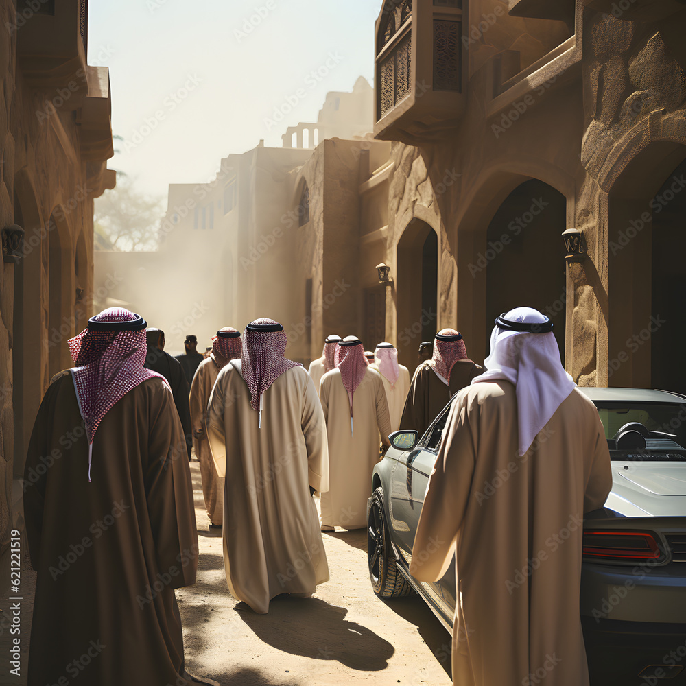 arabic men walking in Saudi arabia traditional dress Stock Photo ...
