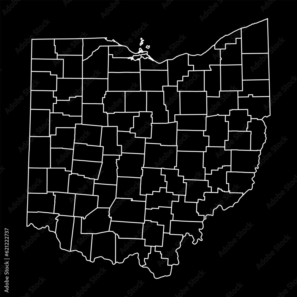 Ohio state map with counties. Vector illustration. Stock Vector | Adobe Stock