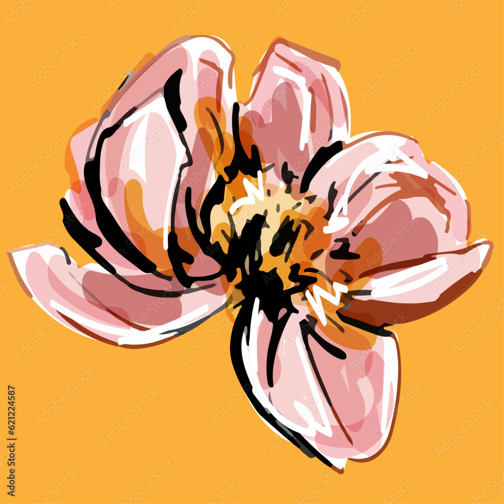 lotus flower drawing vector illustration Stock Vector | Adobe Stock