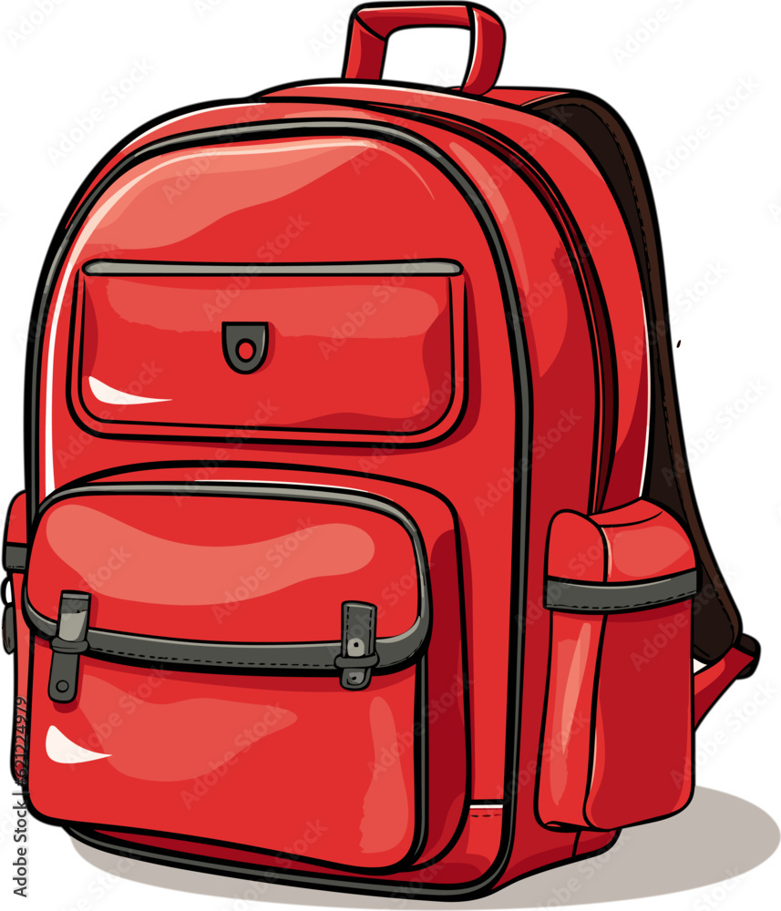 red bagpack illustration clipart isolated on white Stock Vector | Adobe ...