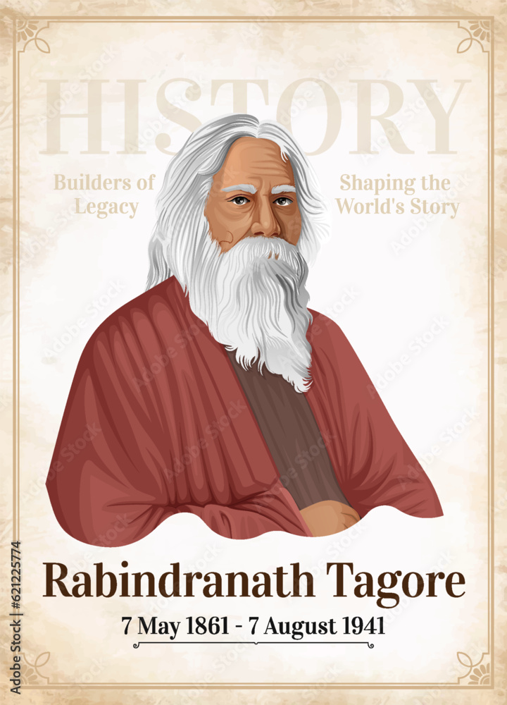 Rabindranath Tagore- A Revered Figure in World History - Vector Art ...