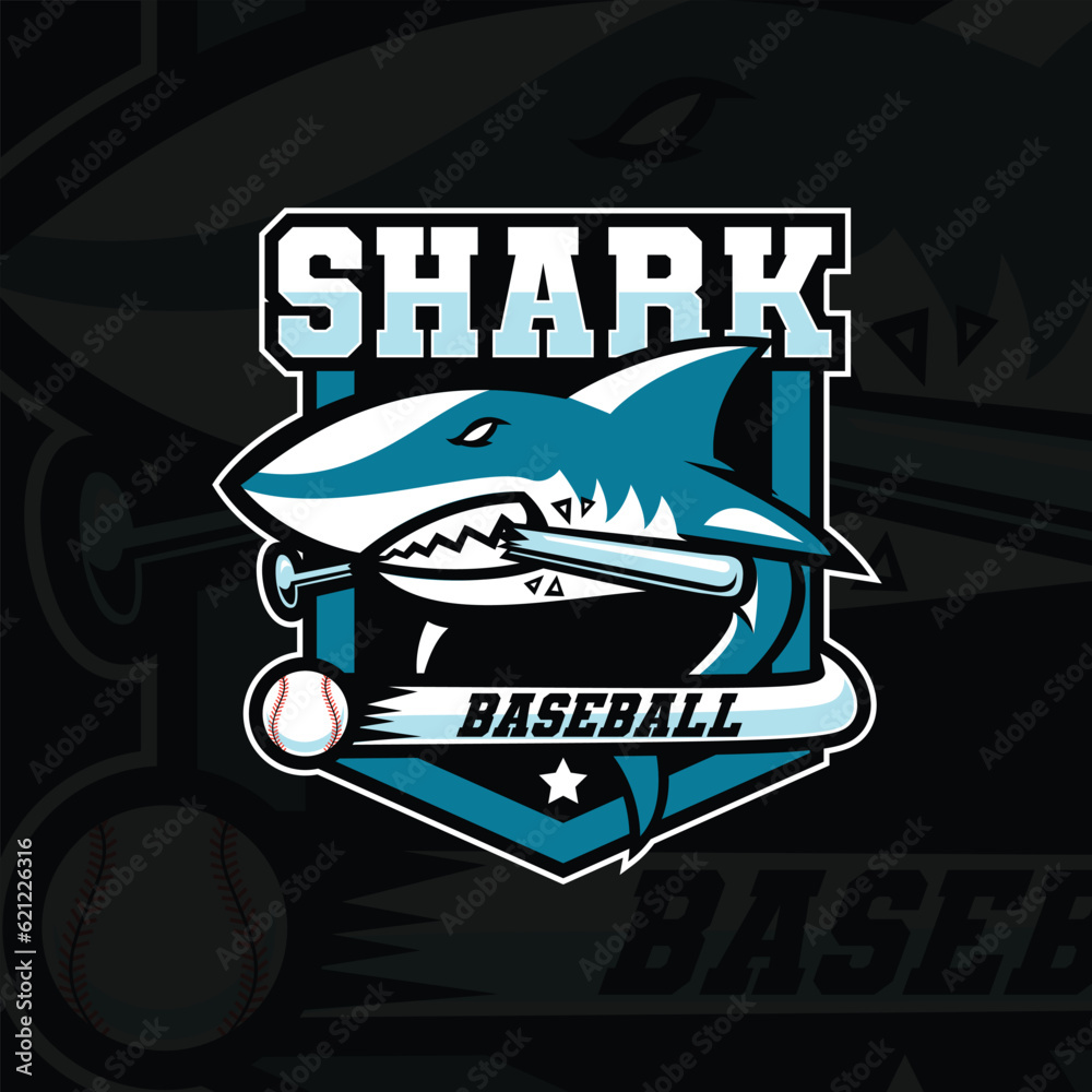 shark mascot logo design for baseball team Stock Vector | Adobe Stock