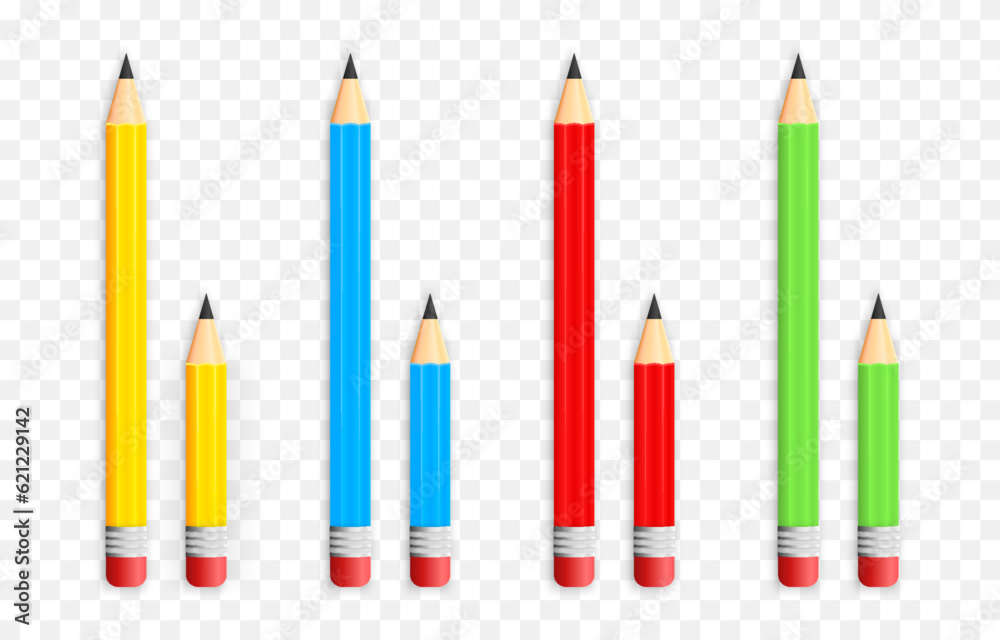 Vector school pencils. School pencils png. A set of colored pencils in ...