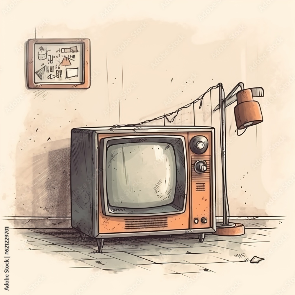 Vintage television cartoon vector illustration. World Television Day ...