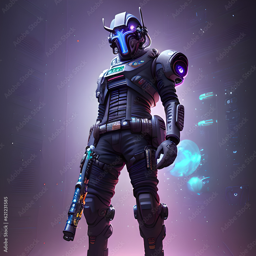 Cyborg android girl in armor cyberpunk style,Generative AI ilustração ...