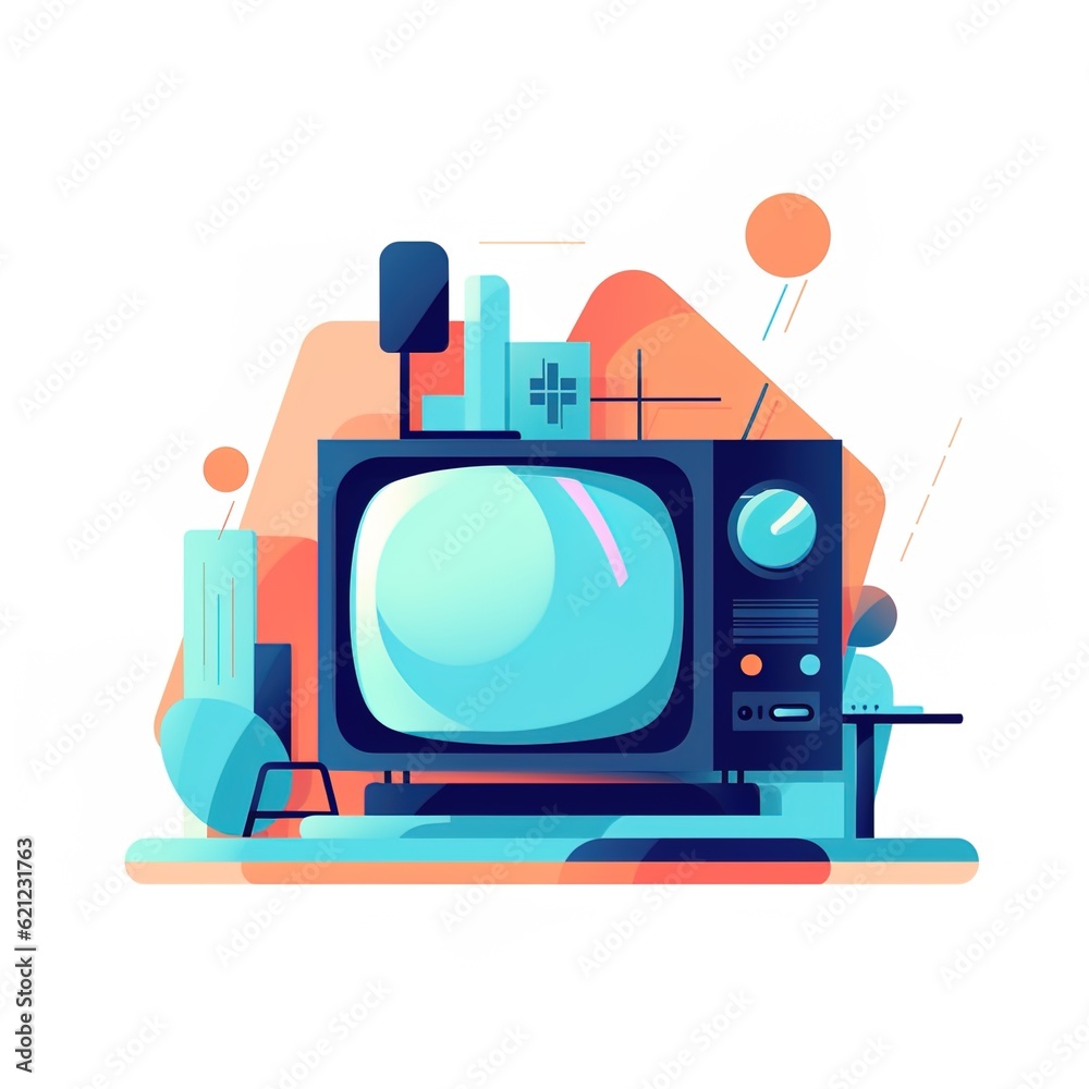 Vintage television cartoon vector illustration. World Television Day ...