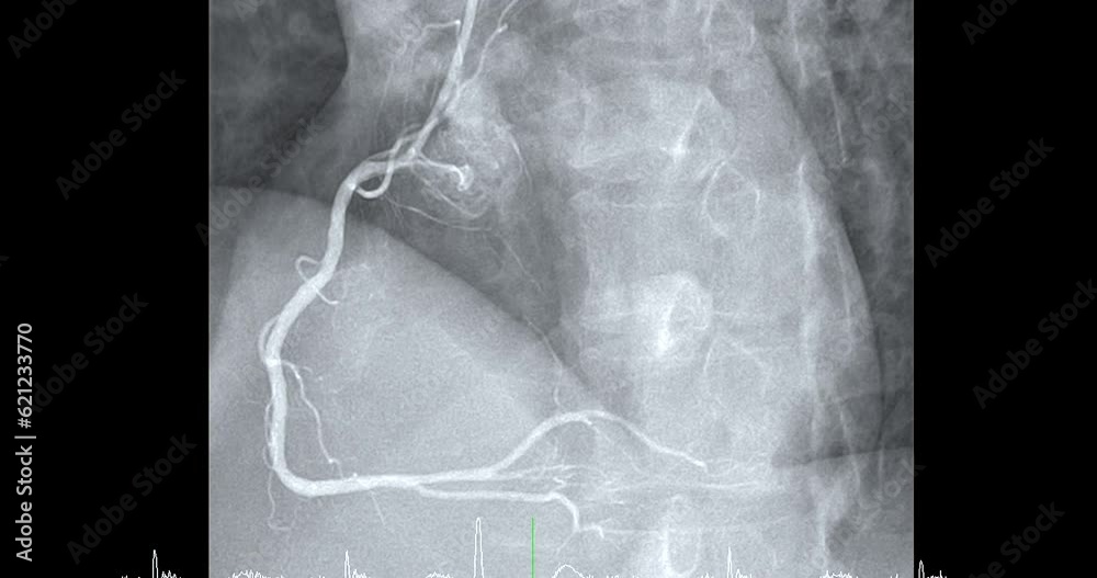 Cardiac catheterization showing coronary arteries used to diagnose and ...