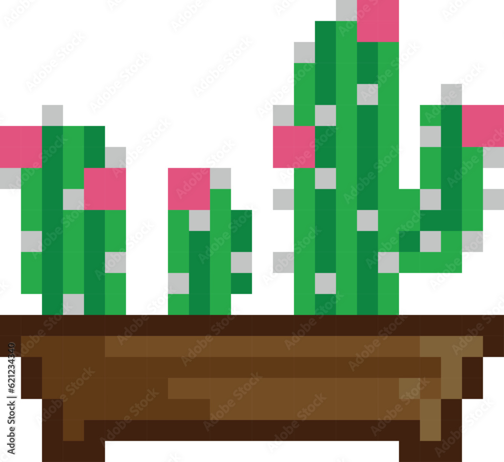 Cactus plant Pixel Art Vector image Stock Vector | Adobe Stock