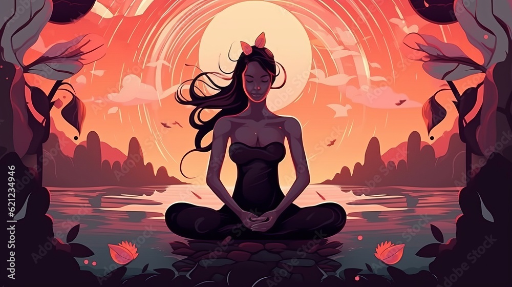 Spiritual therapy for body and mind with harmony yoga vector ...